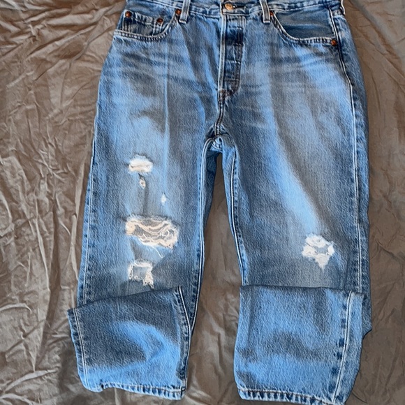 Levi's | Jeans | Levis 5 Hidden Button Fly Distressed Denim Jeans ...